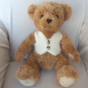 Teddy Bear Waistcoat/vest. Hand Knitted, Vintage Style. Medium Size ...