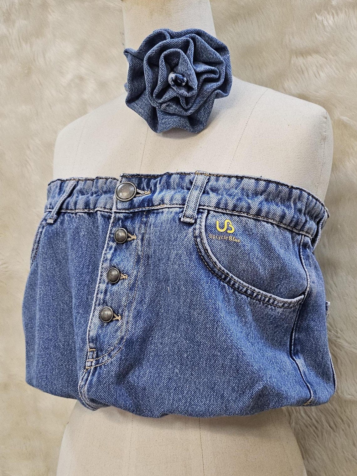 Upcycled Denim Tube Top Recycled Jeans Street Style Sustainable Fashion ...