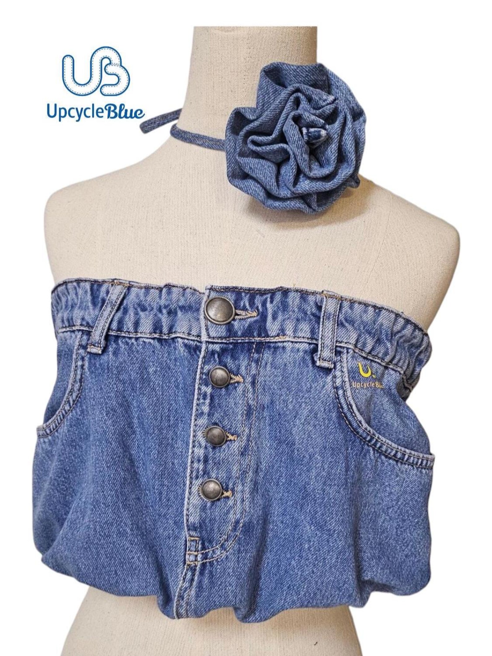 Upcycled Denim Tube Top Recycled Jeans Street Style Sustainable Fashion ...