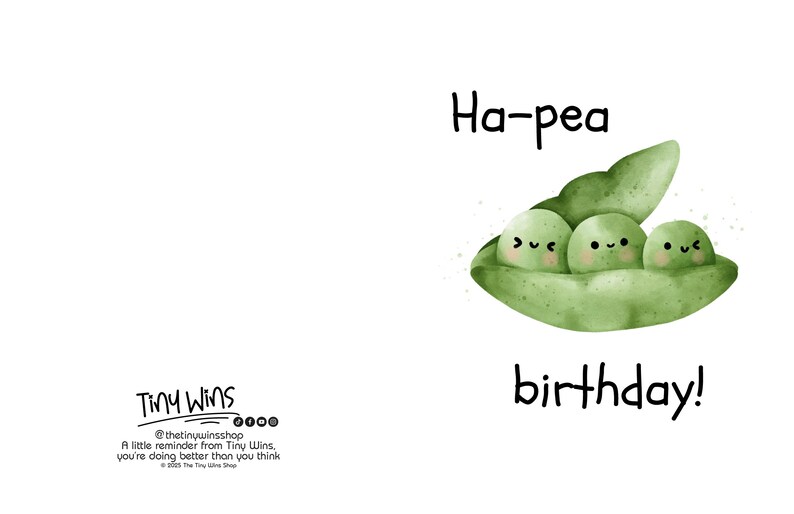 Ha-pea Birthday Printable Card – Funny Pea Pod PDF | A2 Greeting Card ...