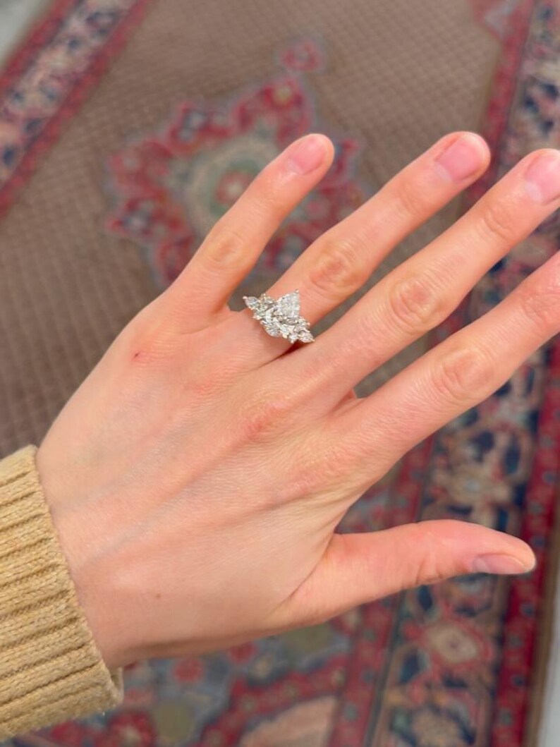 Pear Cut Lab Diamond Engagement Ring, IGI Certified Wedding Band for ...