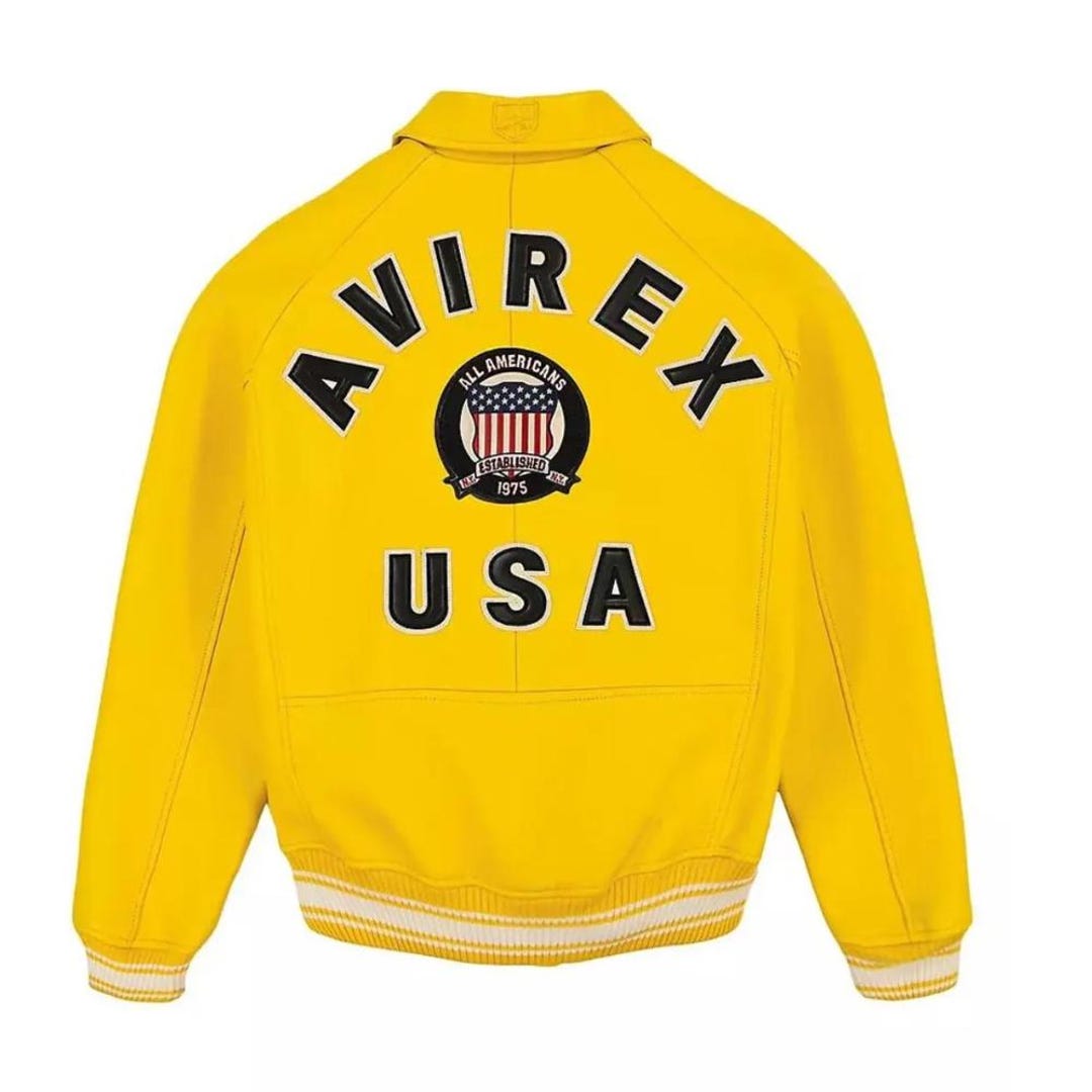 Men's Avirex Yellow Real Bomber American Flight Jacket, Avirex Icon ...