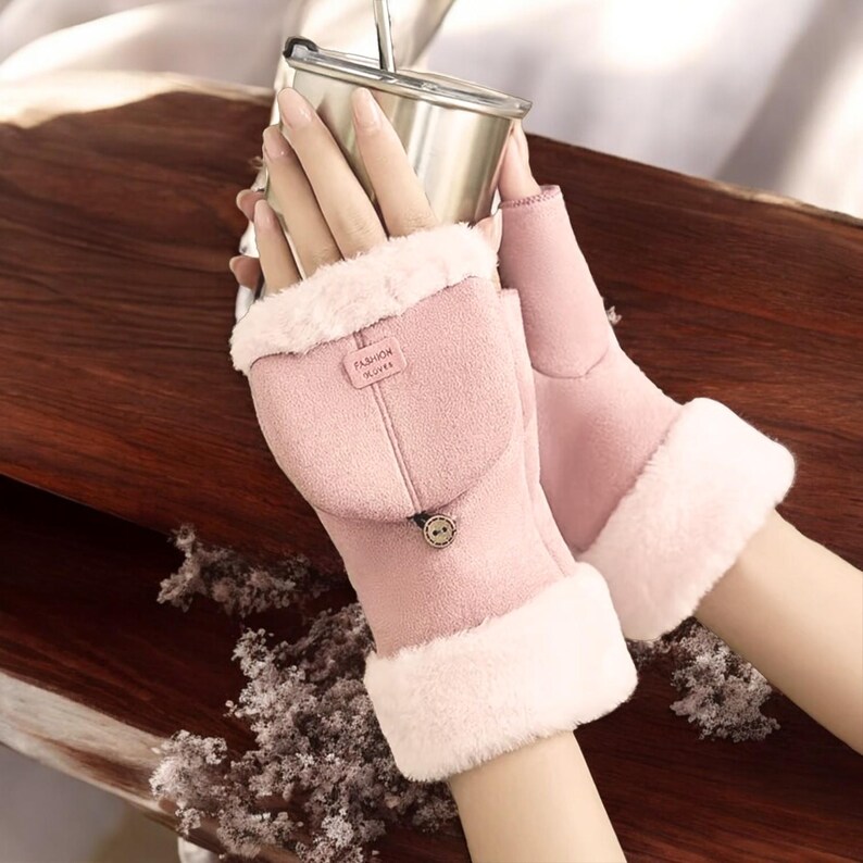 Convertible Finger / Fingerless Soft and Fluffy Lined Mittens for Women ...