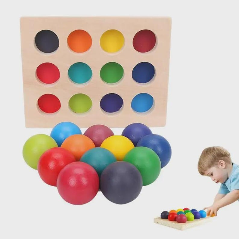 Montessori Rainbow Sorting Ball – 12 Color Matching Educational Toy for ...