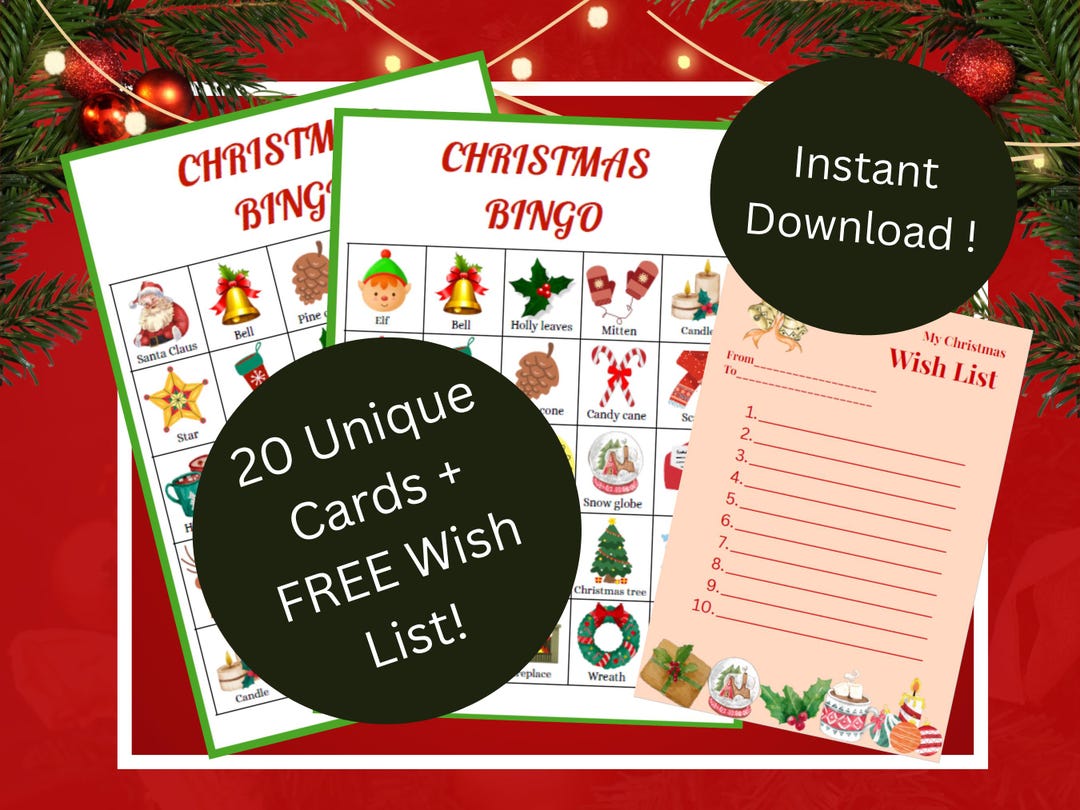 Christmas Bingo | 20 Unique Cards + 4 Chip Styles + 24 Caller Cards ...
