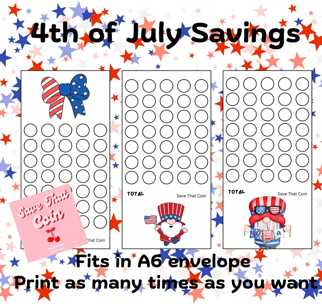 4th of July Savings Challenge Printable - Etsy