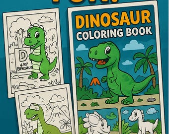Cute Dinosaur Coloring Pages for Kids – Printable PDF – Fun Prehistoric ...