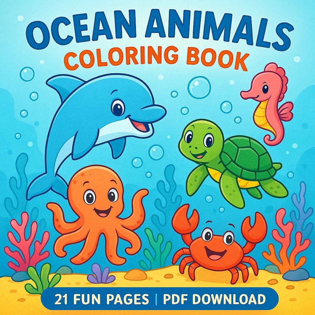 Ocean Animals Coloring Pages for Kids – 21 Fun Sea Life Creatures ...