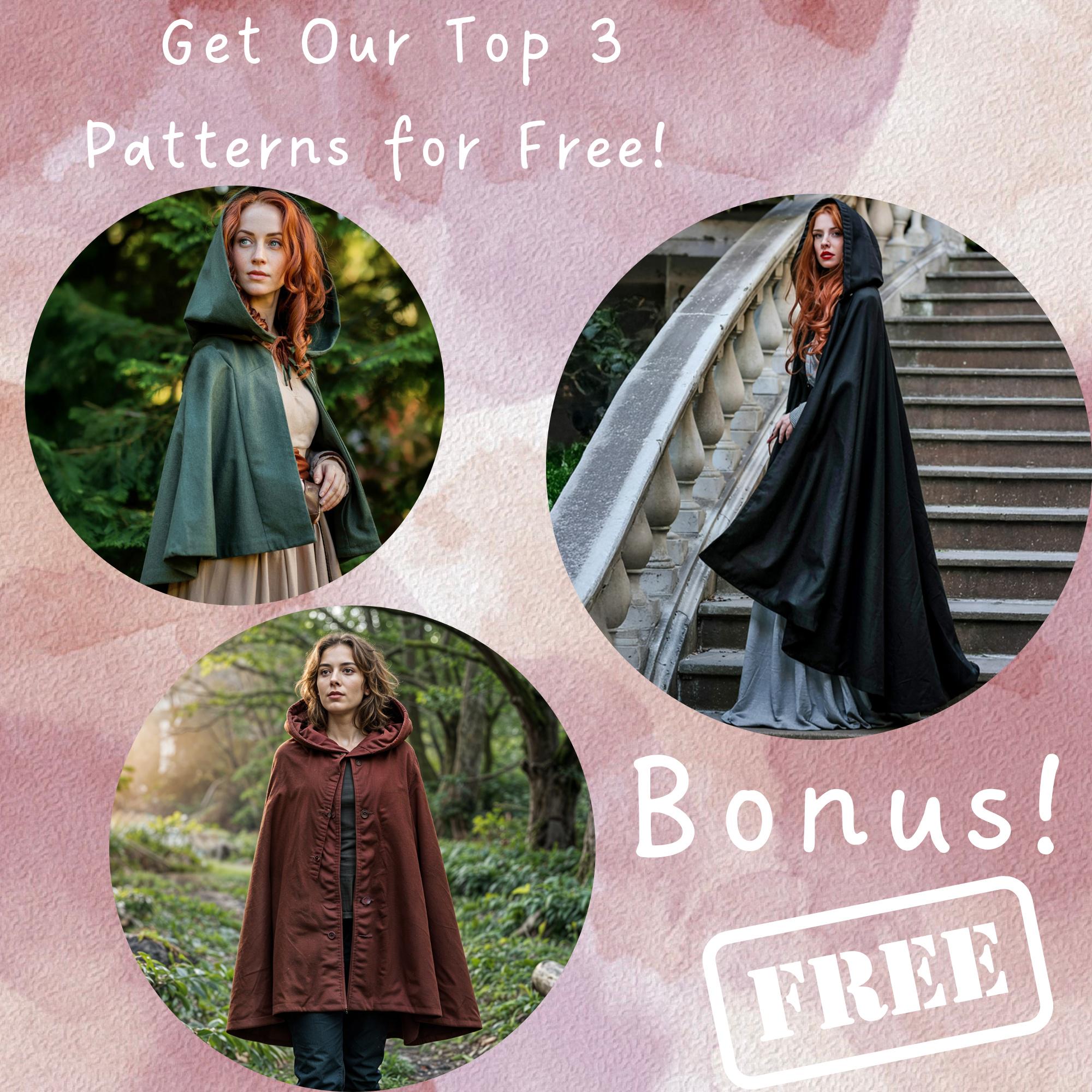 Classic Short Hooded Cape Sewing Pattern PDF, Short Hooded Cloak With ...