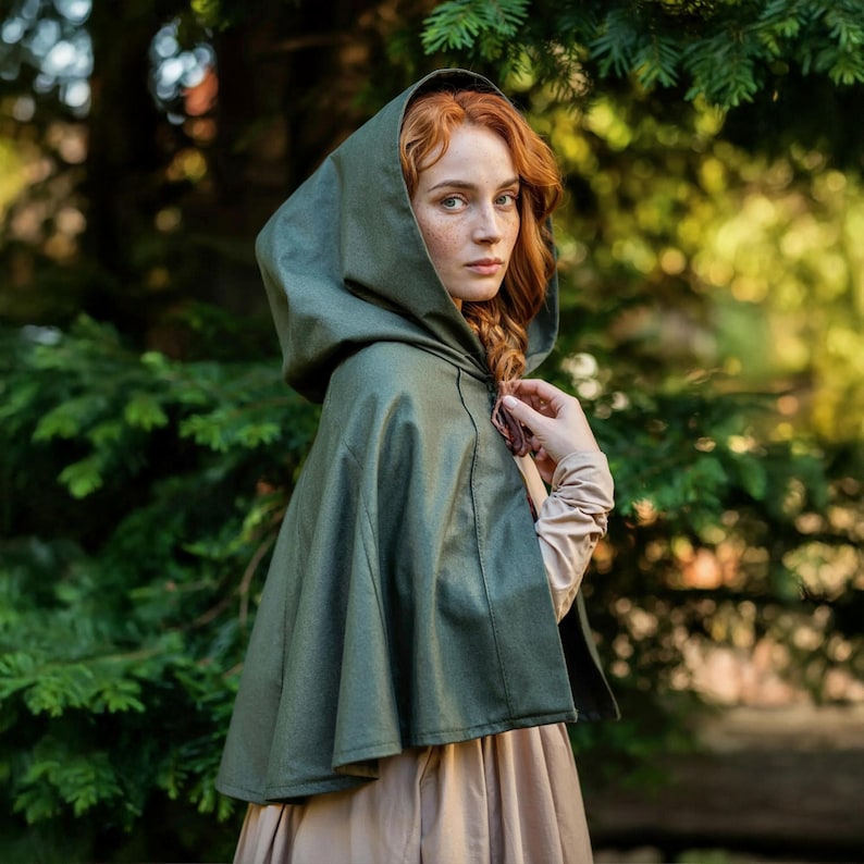 Classic Short Hooded Cape Sewing Pattern PDF, Short Hooded Cloak With ...