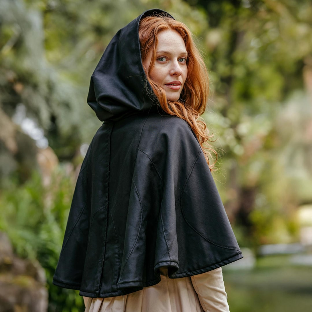Short Hooded Cape With Tie Neck Sewing Pattern PDF, Short Hooded Cloak ...