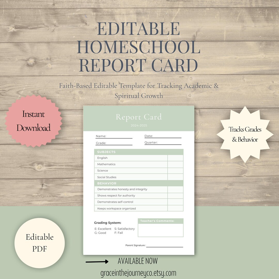 Homeschool Report Card | Faith-based Printable for Kids | End-of-term ...