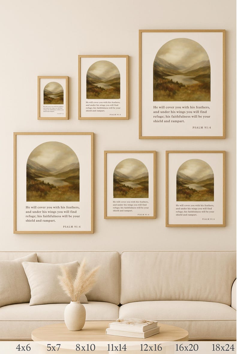 Psalm 91:4 Christian Wall Art Printable – He Will Cover You With His ...