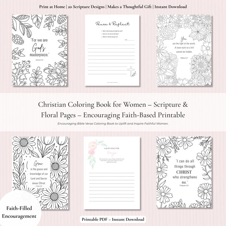 Coloring Pages | Bible Verse Printable | Christian Floral Coloring Book ...