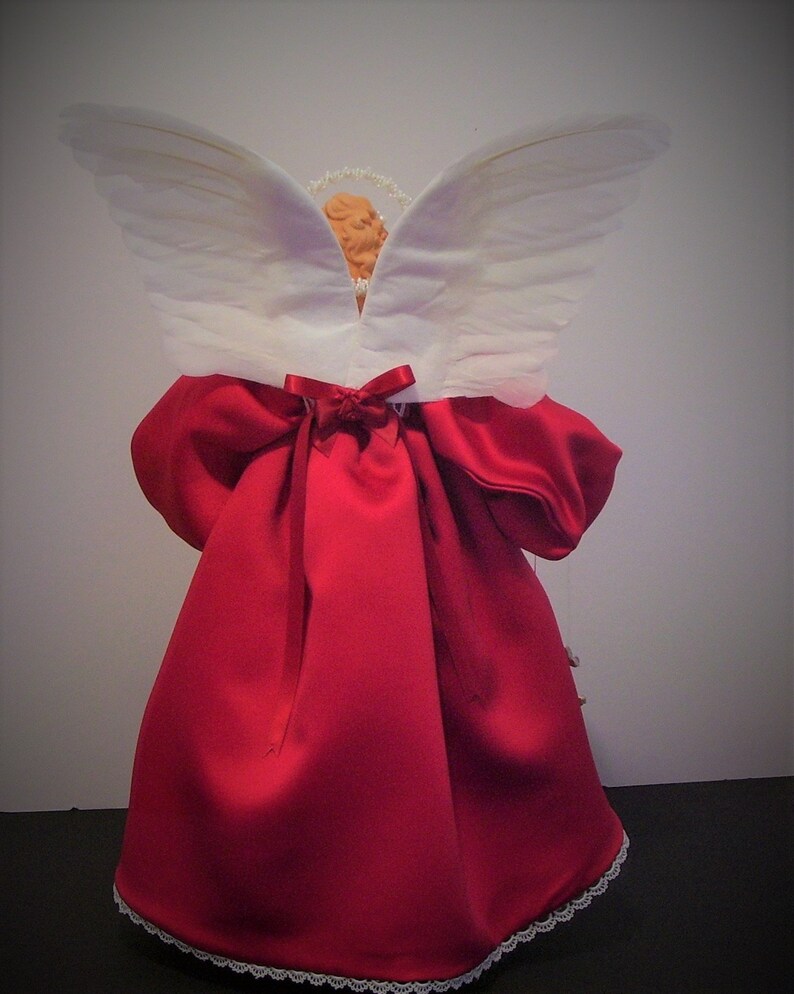 Tree Top Angel Standing Angel Red Satin Dress Title: An | Etsy