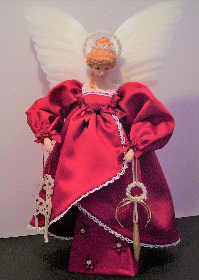Tree Top Angel Standing Angel Red Satin Dress Title: An | Etsy