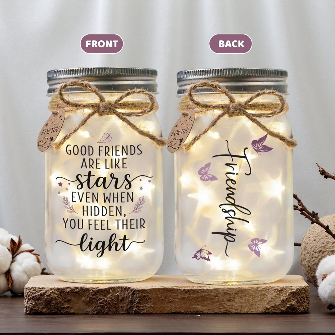 Friendship Jar Night Light: Starlit Mason Jar Gift for Her - Etsy
