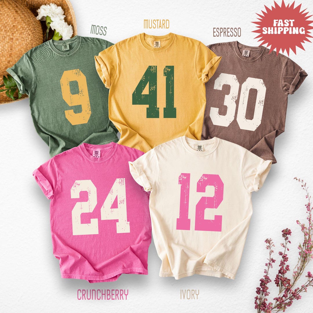 Comfort Colors Custom Football Number Shirt, Personalized Football ...