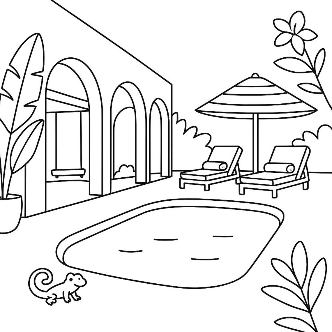 Printable Tropical Coloring Page – Relaxing Vacation Scene for Adults ...