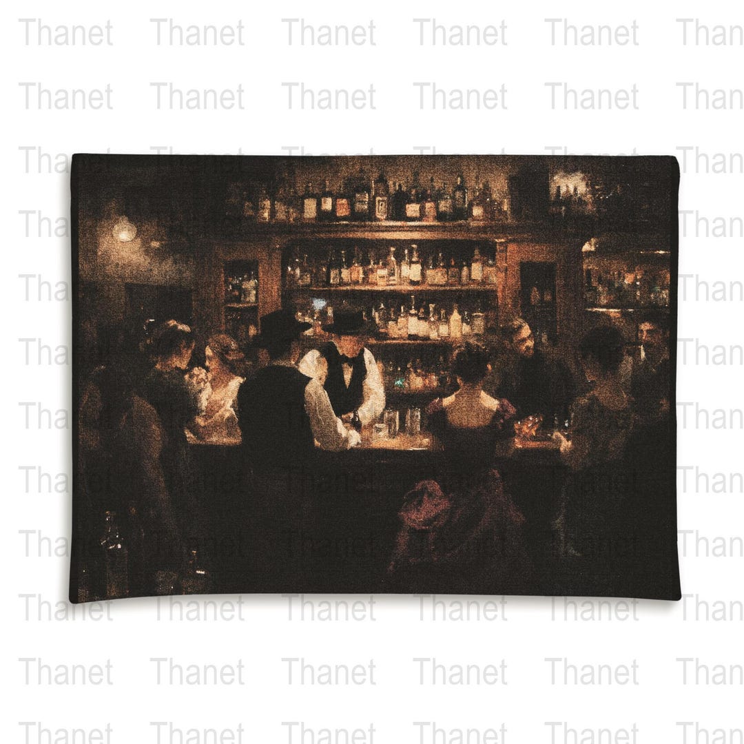 Vintage Bar Scene Art Print: Impressionist Bartender Painting (digital ...