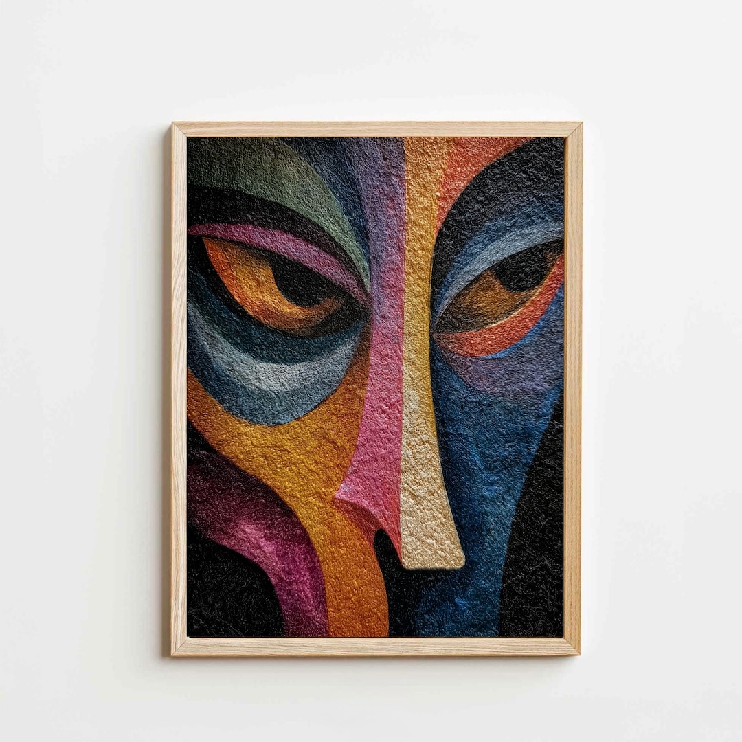 Abstract Face Art Print: Colorful Expressionist Home Decor (digital ...