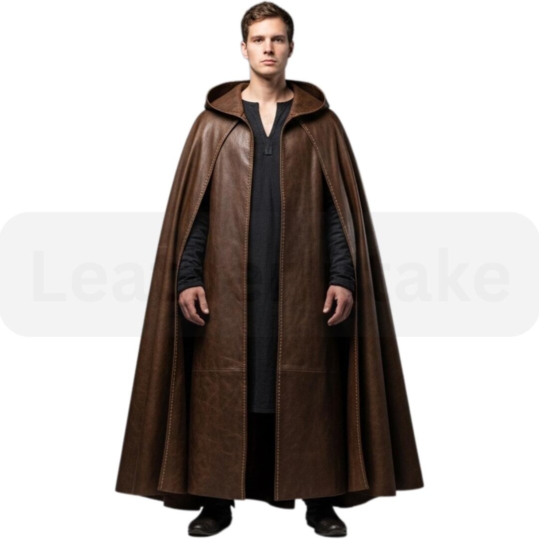 Genuine Leather Hooded Cloak: Full-length Medieval Cape - Etsy UK