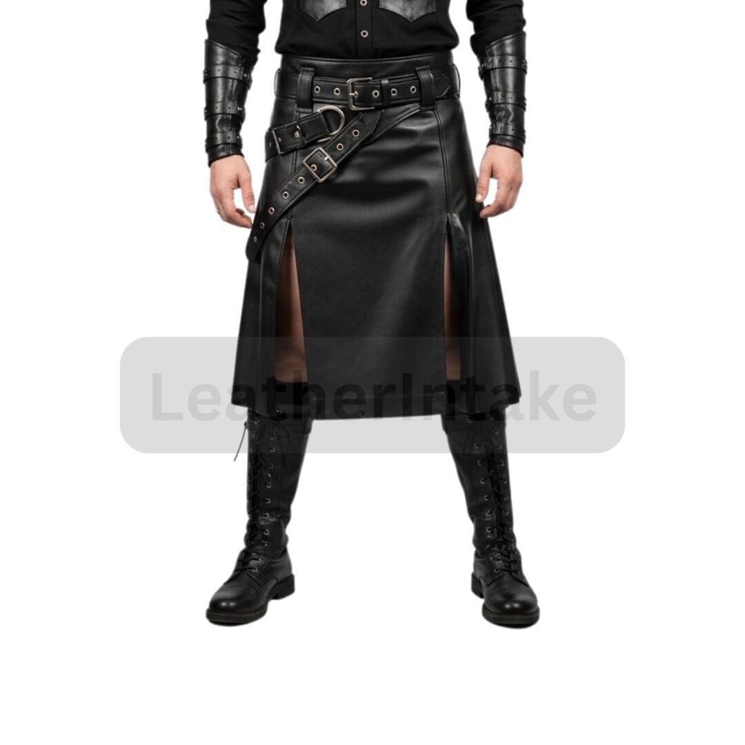 Handmade Black Leather Biker Kilt - Gothic Gladiator Cosplay - Etsy