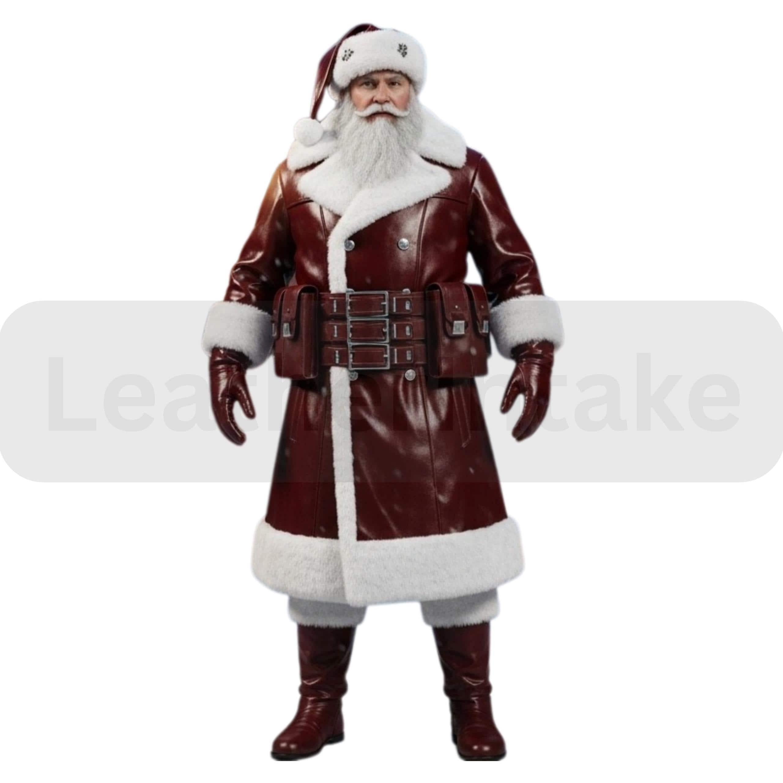 Burgundy Leather Santa Suit: Modern Holiday Cosplay Outfit - Etsy