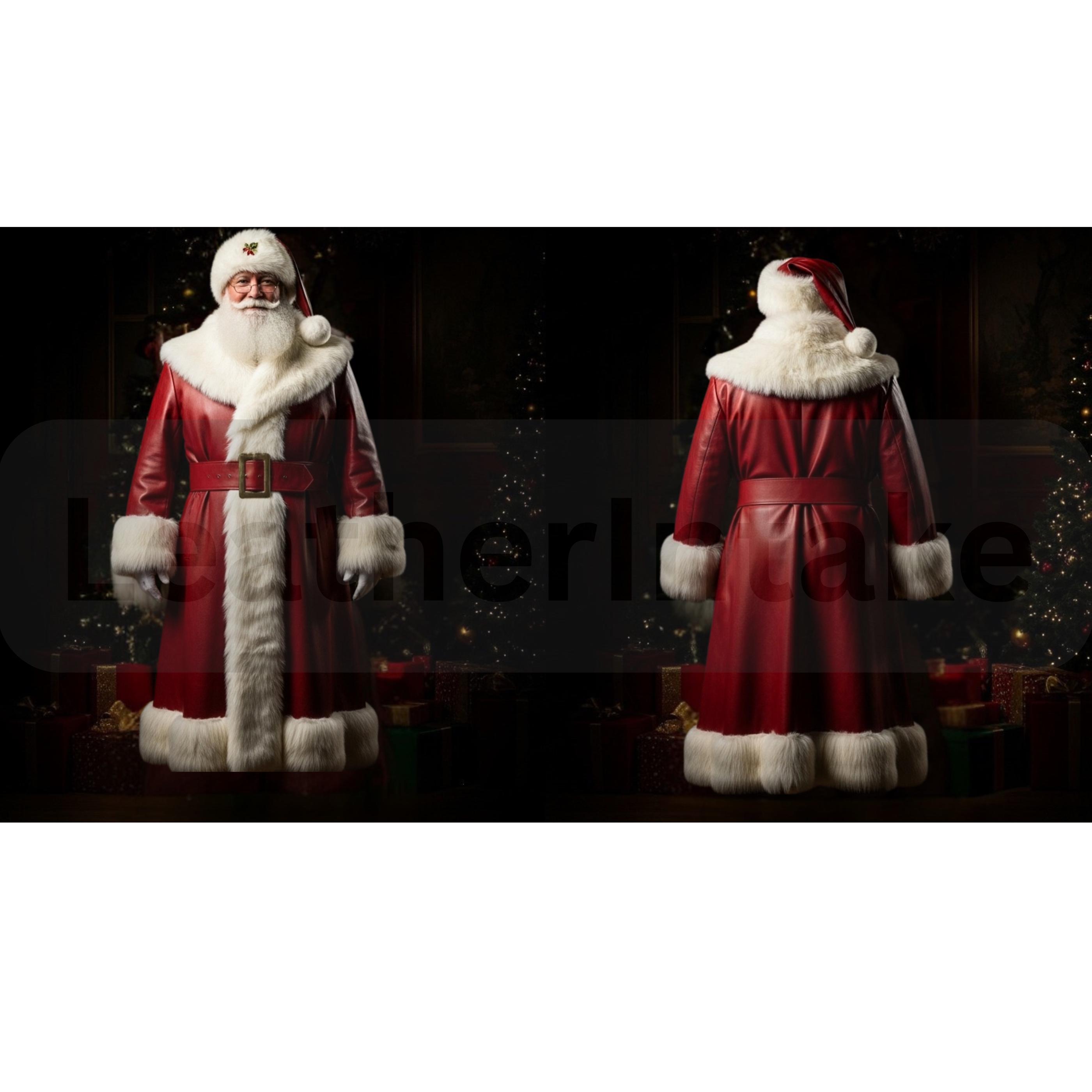 Handmade Real Leather Santa Coat With Fur Trim - Includes Santa Hat - Etsy