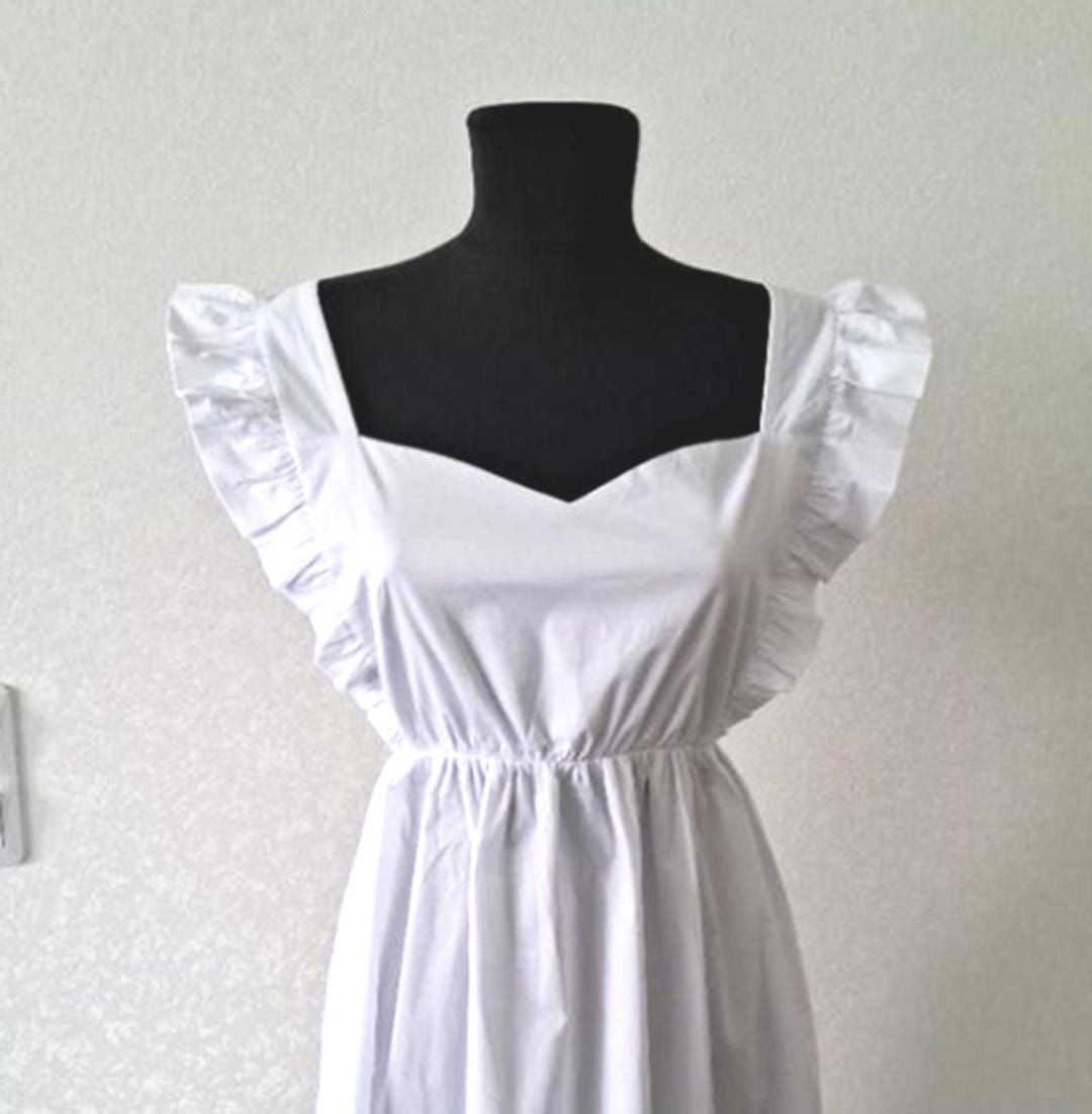 Beautiful white Ruffle Pinafore Victorian dress Size M - Etsy