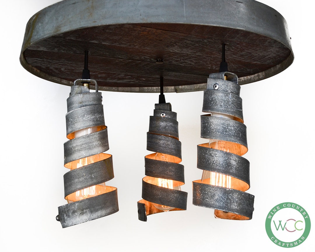 Wine Barrel Head Ceiling Light Tripoli Made From Retired - Etsy