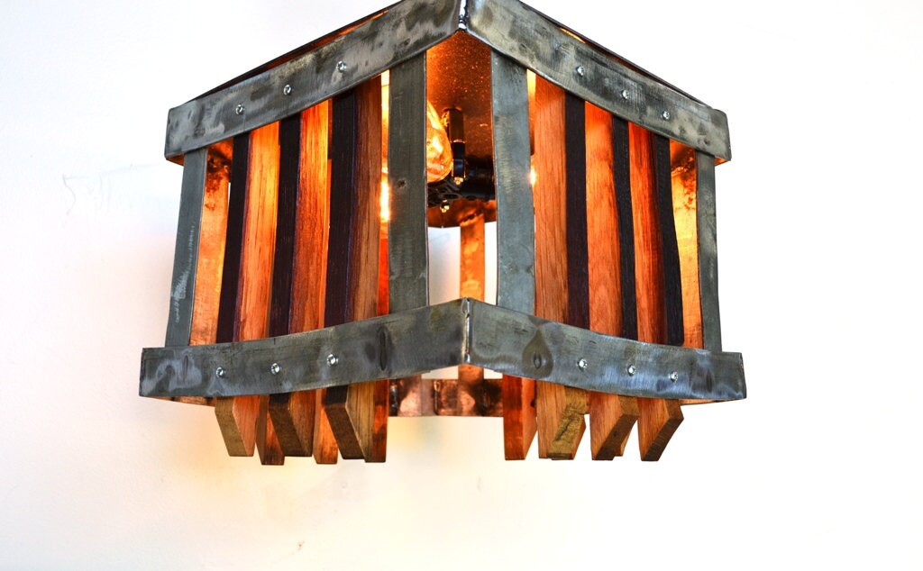 Wine Barrel Ceiling Light Khamara Made From Reclaimed - Etsy