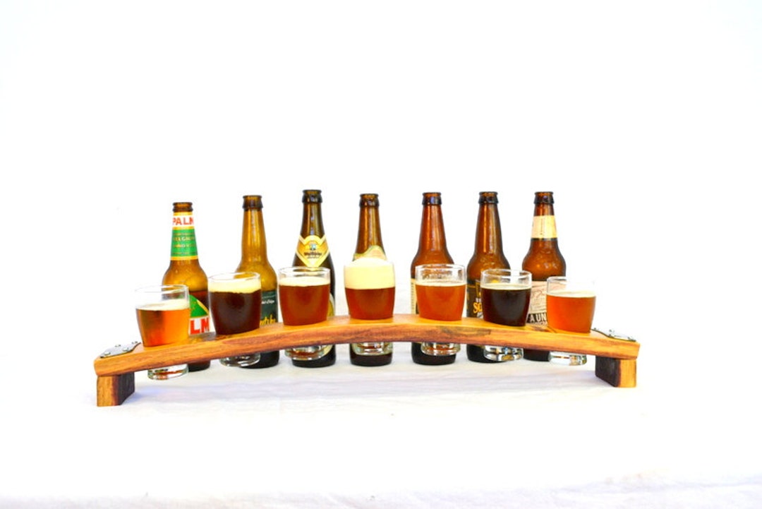 Wine Barrel Beer Flight Sampler With 7 Glasses Biyara Made From Retired ...