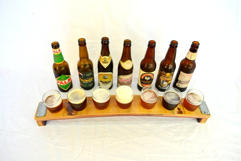 Wine Barrel Beer Flight Sampler With 7 Glasses Biyara Made - Etsy