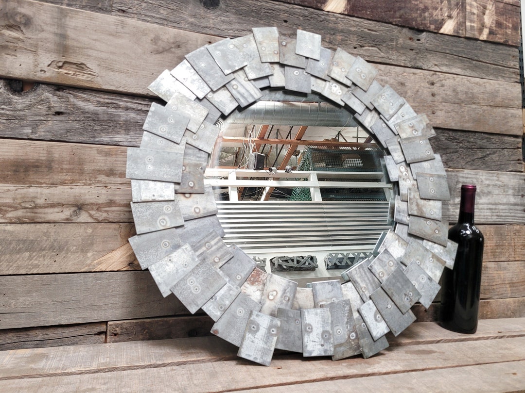 Wine Barrel Mirror Yansima Mosaic Round Mirror Made From Retired Napa ...