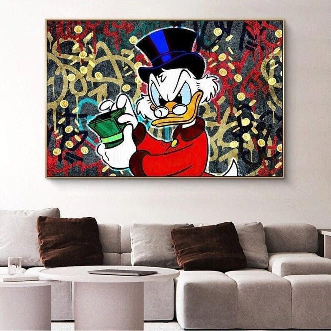 Disney Cartoon Scrooge Mcduck Canvas Prints Donald Duck Count Money ...