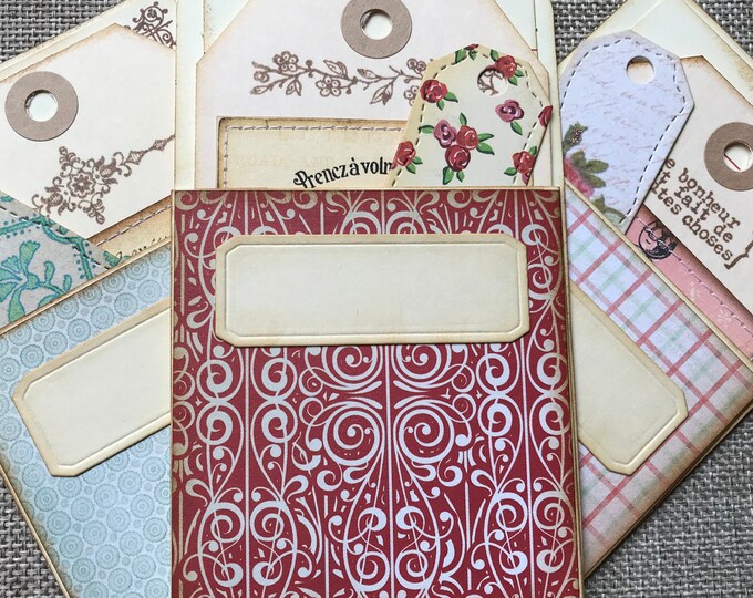 Vintage French Library Card Pockets/tags/journal Pockets/junk Journal ...