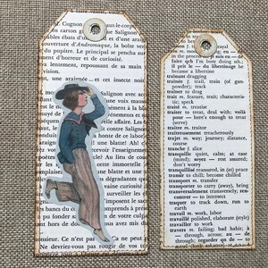 Handmade Stitched Book Page Tags Set of 8 - Etsy