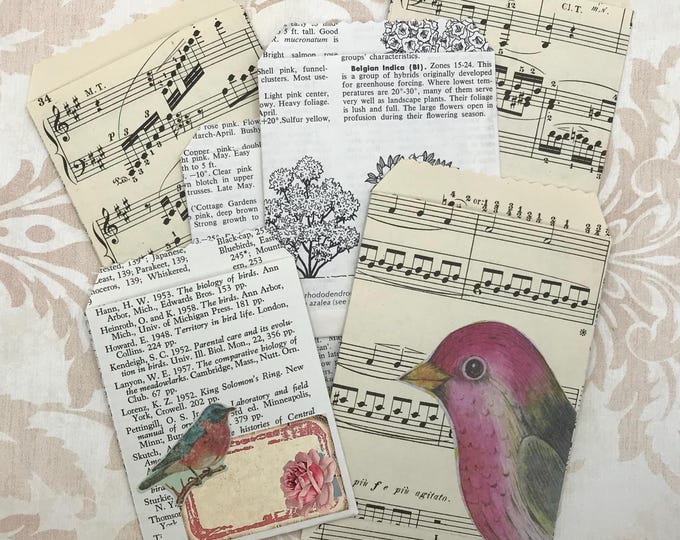 Handmade Book Page and Music Bags / Journal Pockets – Set of 6 - Etsy