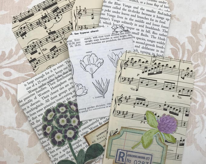 Handmade Book Page and Music Bags / Journal Pockets – Set of 6 - Etsy