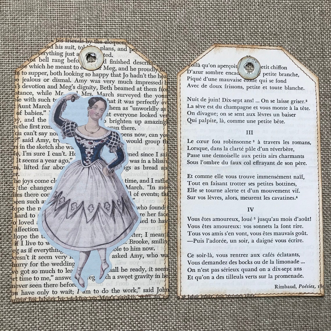 Handmade Stitched Book Page Tags Set of 8 - Etsy