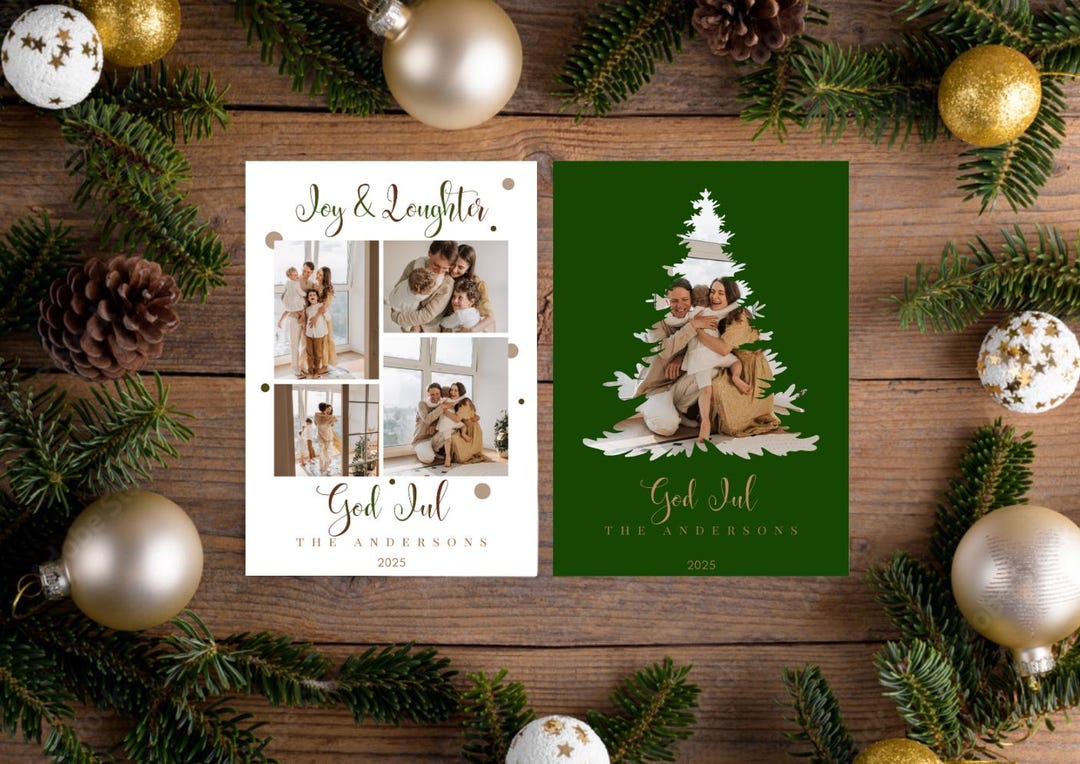 God Jul Christmas Card Template – Editable in Canva, Scandinavian ...