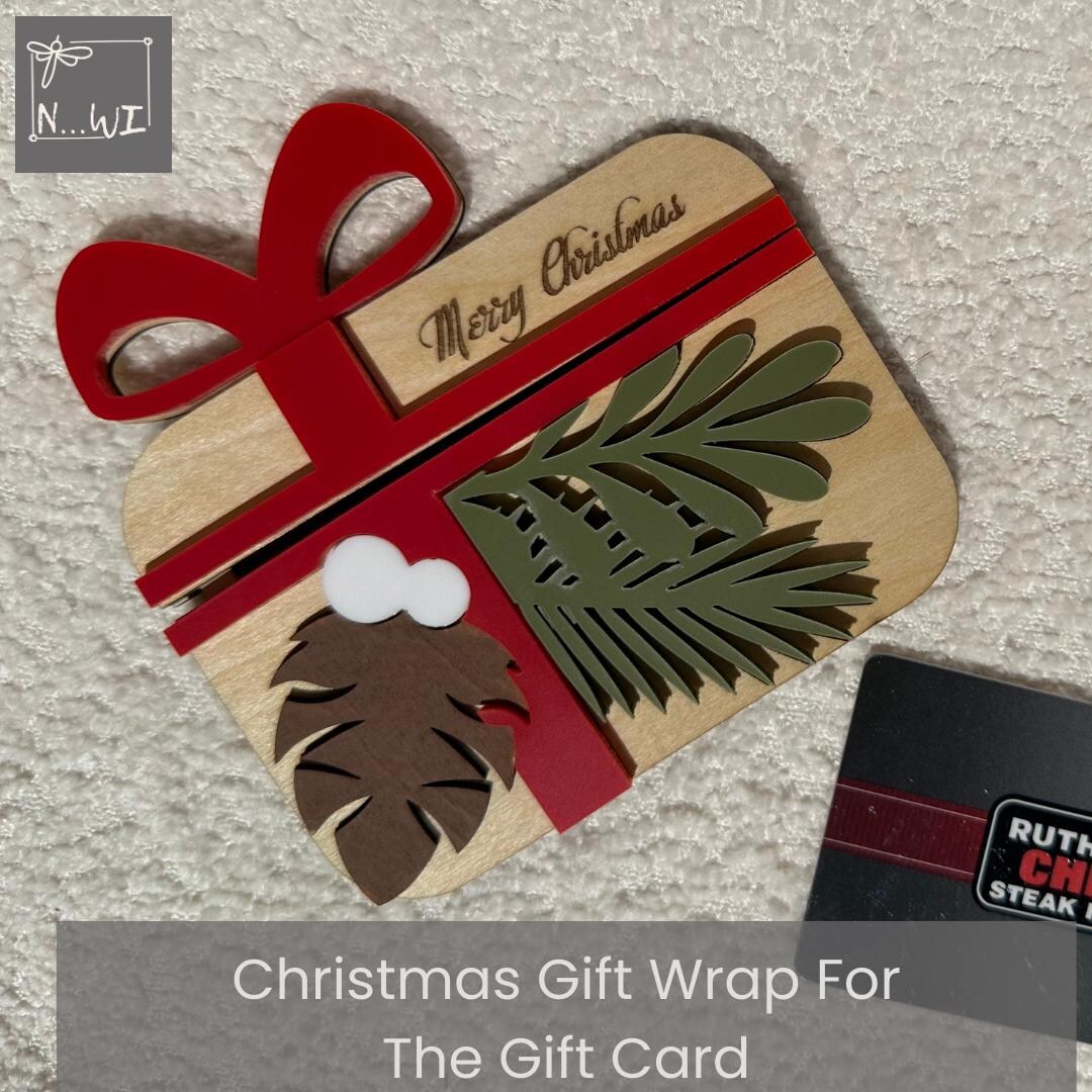Christmas Gift Card Holder Present Design With Pine Cone and Bow ...