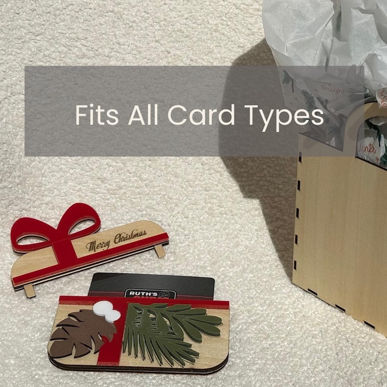 Christmas Gift Card Holder Present Design With Pine Cone and Bow ...