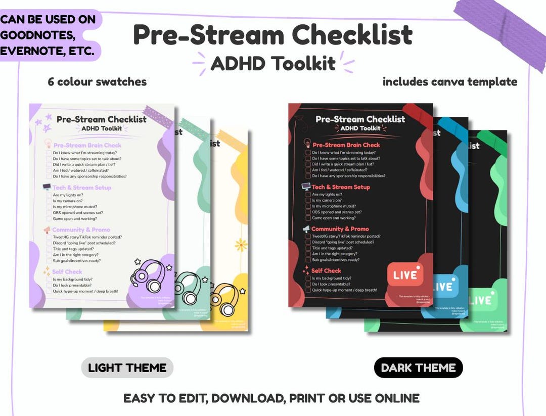ADHD Streamer Checklist – Pre-stream Toolkit for Twitch & Youtube | 6 ...