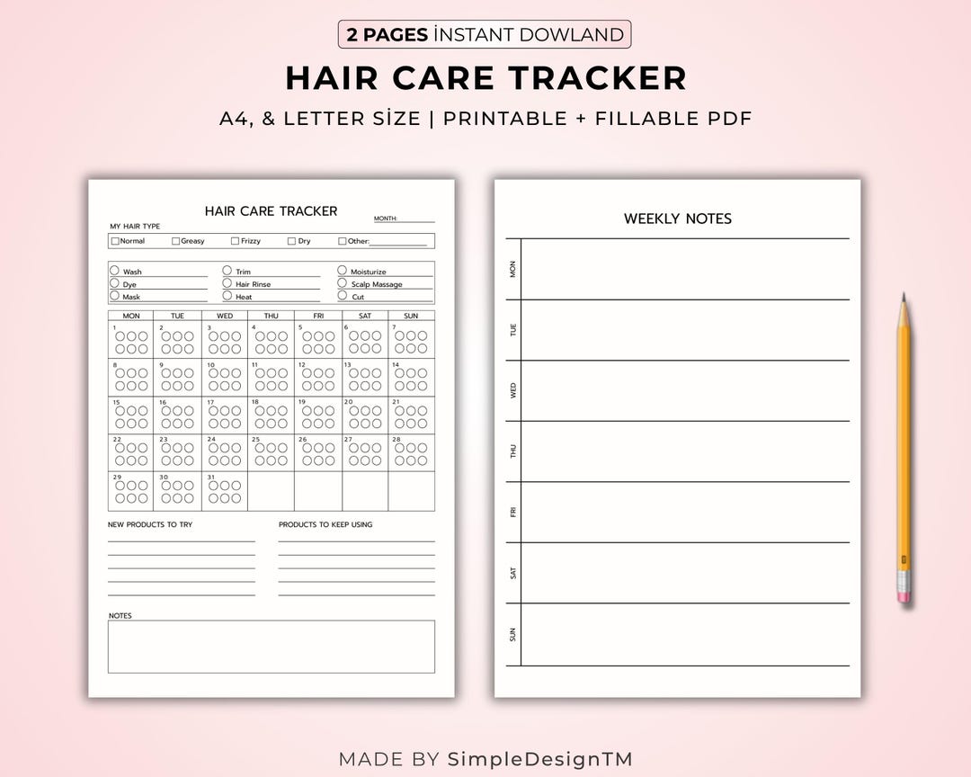 Printable Hair Care Tracker: Minimalist Self Care Journal (digital ...