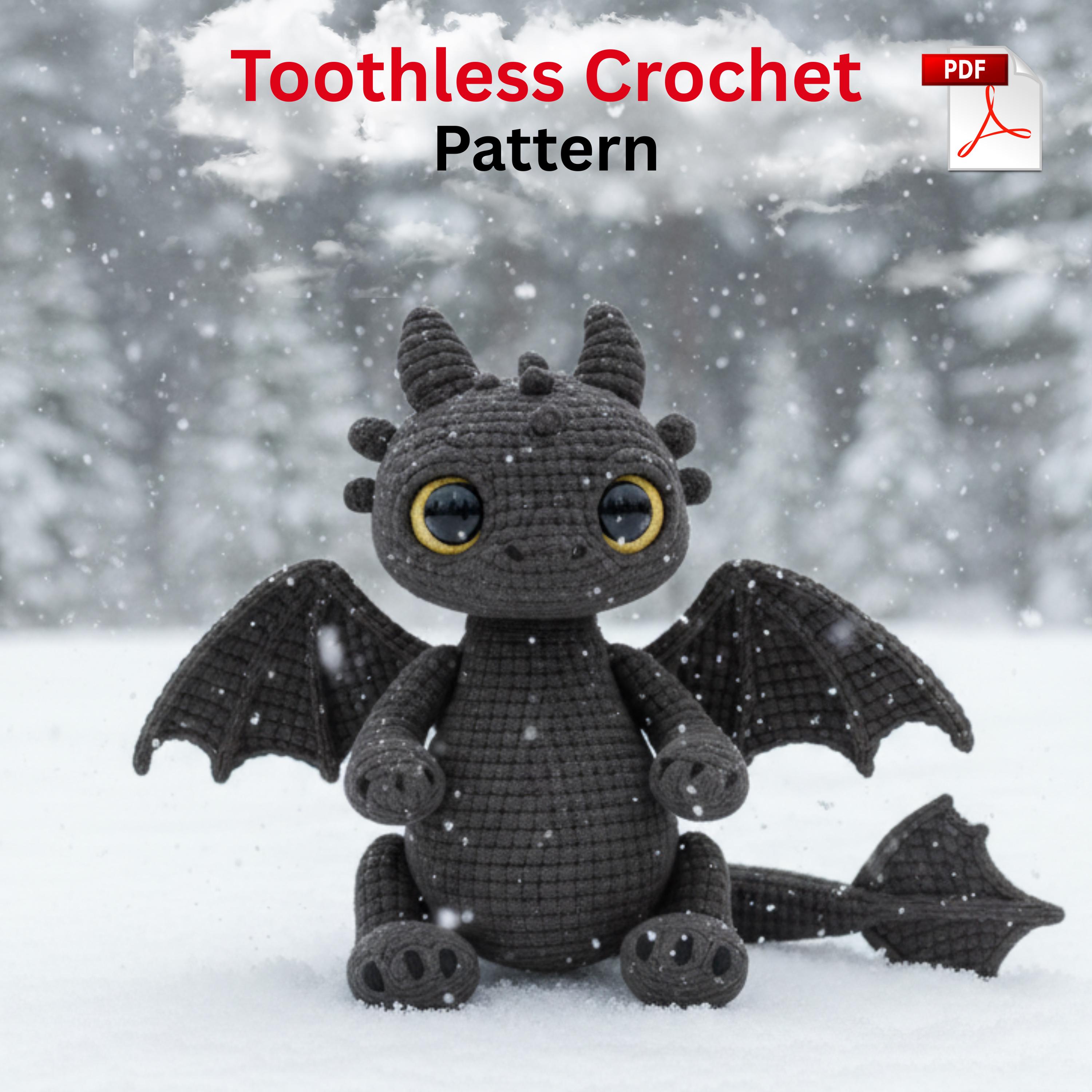 Toothless Crochet Dragon Pattern: Night Fury Amigurumi (PDF) - Etsy