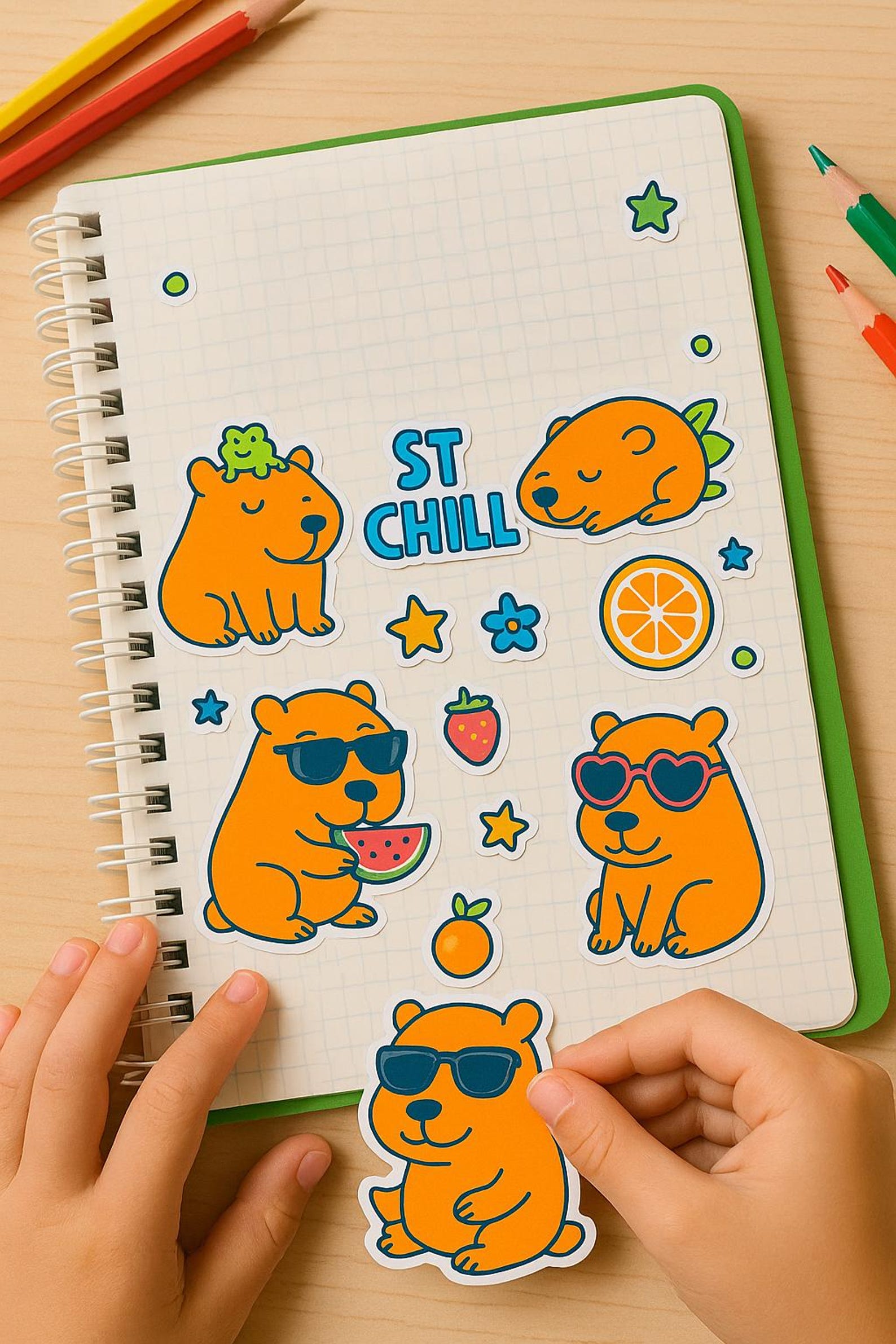 Capybara Sticker Sheet + Bonus | Kawaii Printable A4 Stickers for Kids ...