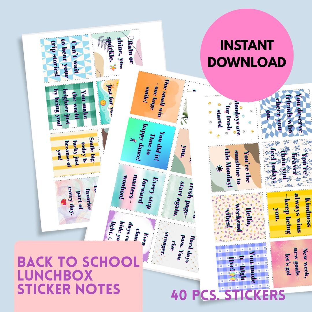 Back to School Lunchbox Notes Printable for Kids – Cute Encouragement ...