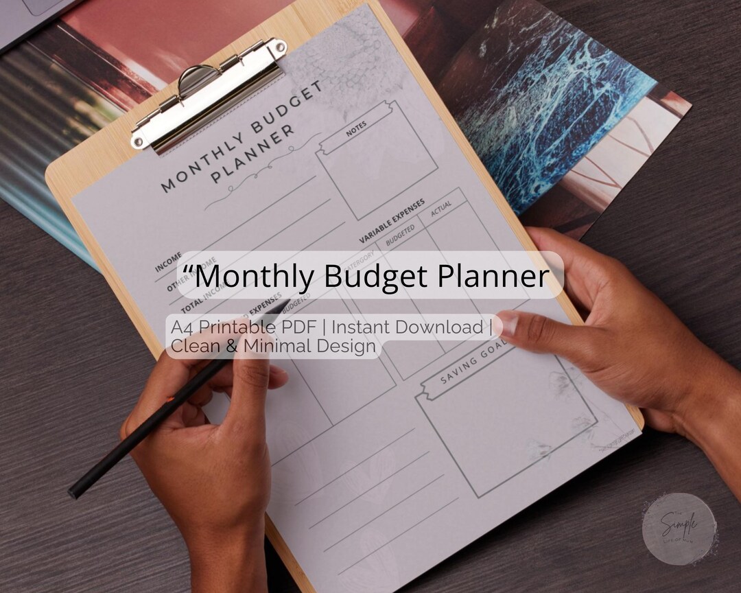 Monthly Budget Planner A4 Printable PDF, Simple Finance Tracker ...